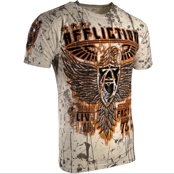 Affliction | Shirts | Affliction Mens Tshirt Rhetoric Rust Eagle Wings ...